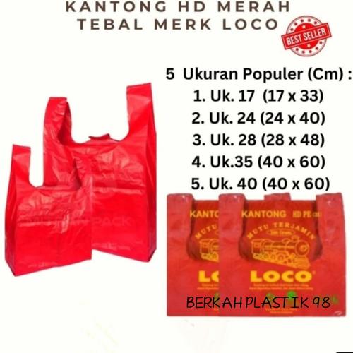Jual LOCO - KANTONG PLASTIK KRESEK HD PE TEBAL MERAH UK 40-35-28-24-17 ...