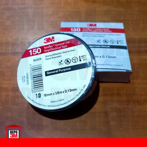 Jual Isolasi Listrik TEMFLEX 150 Hitam 3M Electrical Tape ORIGINAL ( Pengganti 1258JR ) - Kab ...