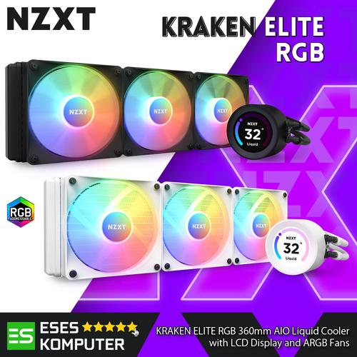 Promo NZXT KRAKEN ELITE 360 RGB Black / White 360mm AIO Liquid Cooler ...