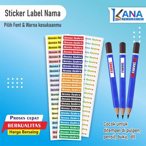 Jual Cetak Sticker Label Nama | lebel stiker pulpen pensil Custom Nama ...