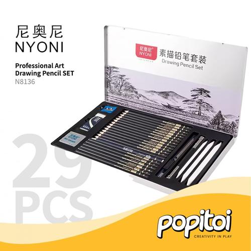 Jual NYONI N8136 Drawing Pencil (SET of 29) Pensil Gambar Sketsa Sketch ...