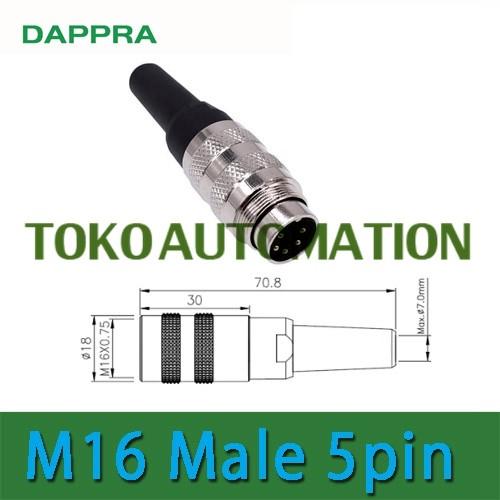 Jual M16 5 PIN Male Sensor Circular connector waterproof Konektor plug ...