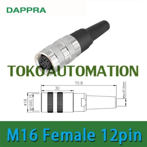 Jual M16 12 PIN Female Sensor Circular connector waterproof Konektor ...