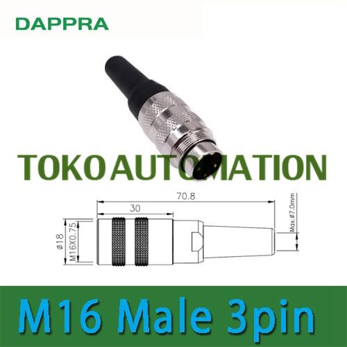 Jual M16 3 PIN Male Sensor Circular connector waterproof Konektor plug ...