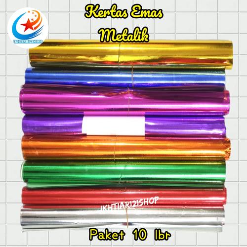 Jual 10 Lembar Kertas Emas Metalik/Kertas Sampul Metalic Mengkilap ...