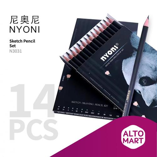 Jual NYONI N3031 Graphite Sketch Drawing Charcoal Pencil Kit (SET of 14) Pensil Sketsa Gambar ...