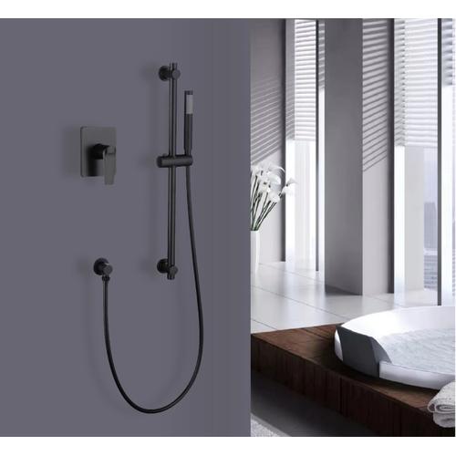 Jual Shower set matt black hitam/tiang shower/kran hand shower hitam ...