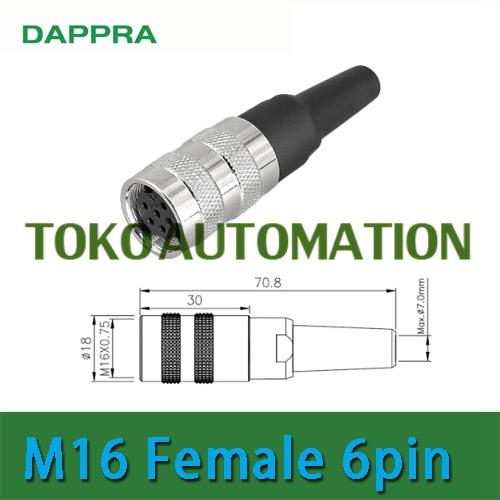 Jual M16 6 PIN Female Sensor Circular connector waterproof Konektor ...