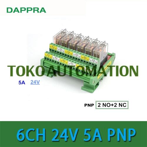 Jual 6 channel PLC control panel relay module GR2-2 24V DC 5A 2NO NC ...