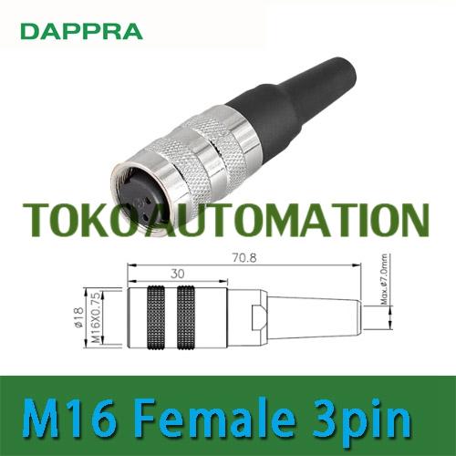 Jual M16 3 PIN Female Sensor Circular connector waterproof Konektor ...
