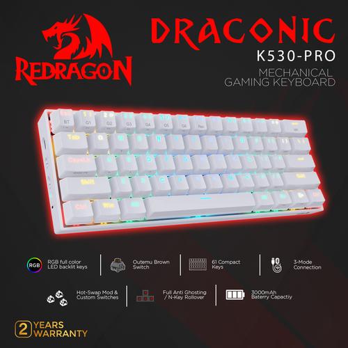 Promo Redragon Wireless RGB Mechanical Keyboard, BT/2.4Ghz/Wired 3-Mode ...