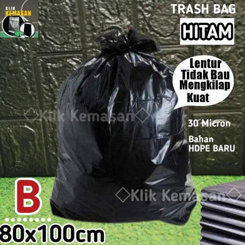 Jual PLASTIK B HITAM 80x100 CM KANTONG PLASTIK SAMPAH KRESEK TRASH BAG HITAM BESAR JUMBO HD PE ...
