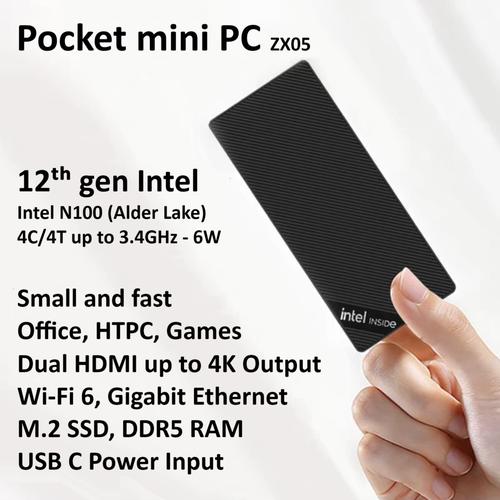 Jual Pocket Mini PC Win 11 Intel DDR5 SSD HTPC Office Meeting HDMI Ethernet Type C PD Power ...