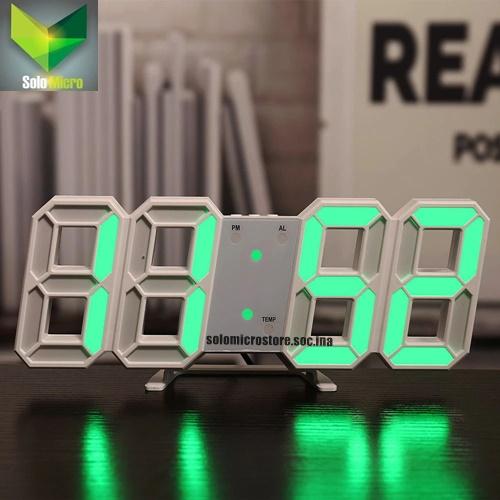 Jual JAM Meja LED Modern Digital Clock with Alarm Function Whote Green ...