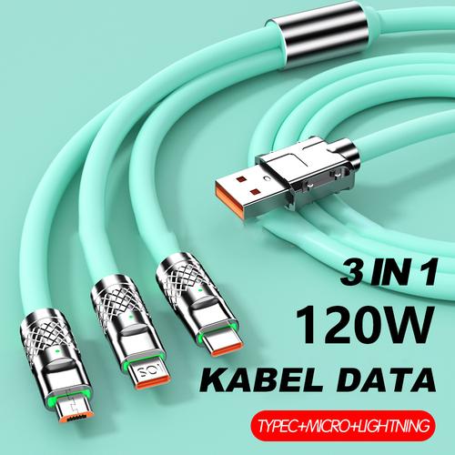 Jual 3 IN 1 Kabel Data Micro USB Lightning Type-C Fast Charging Super Charge for Micro Type-C ...