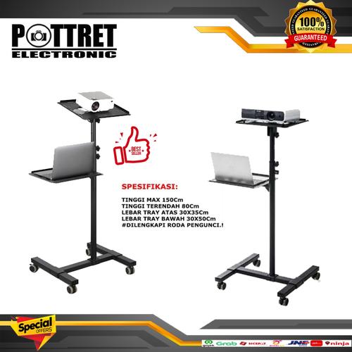 Jual bracket stand roda projector/proyektor/infocus tripod plus tray ...
