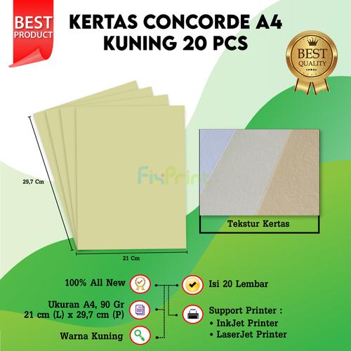 Jual Kertas Concorde Paper A4 90gr 210mm x 297mm 1 pack isi 20 Lembar ...