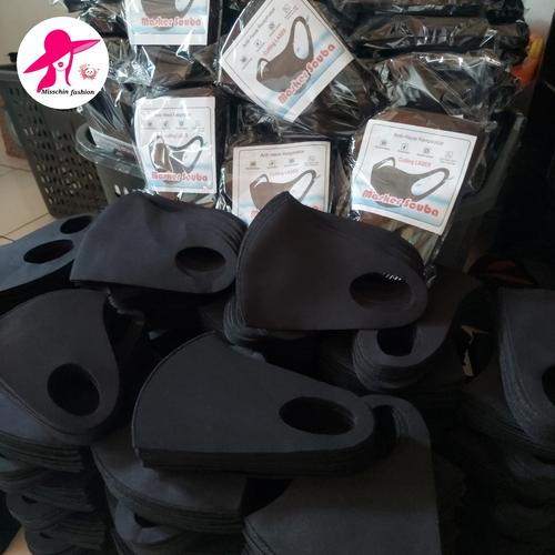 Jual Masker Dewasa polos kain scuba Hitam isi 12 pcs - Hitam, L ...