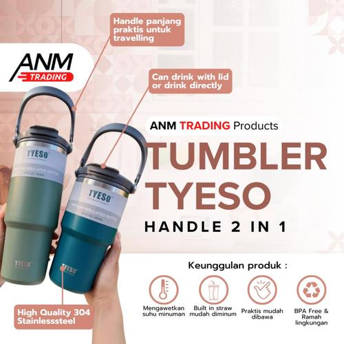 Jual TYSO Tumbler Handle 2 in 1 Coffee Cup Stainless-steel Thermos ...