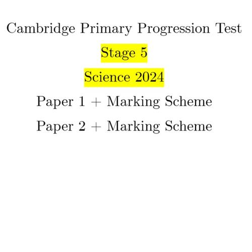 Cambridge Primary Progression Test Stage 6 Science