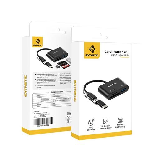 Jual Exthetic EC01 Card Reader SD 3 in 1 OTG Type C dan Micro USB ...