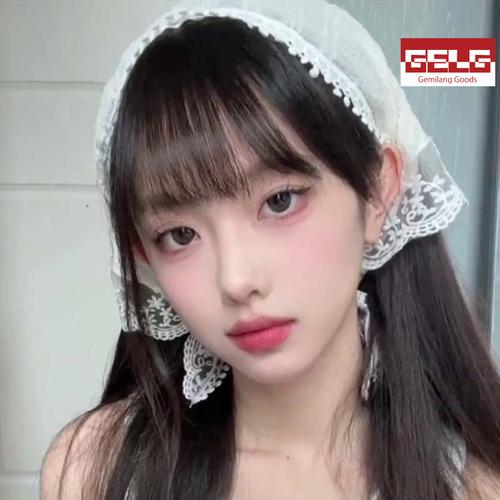 Jual Gaya Aesthetic Raw Lace Syal Korea Ikat Kepala Renda Segi Tiga ...