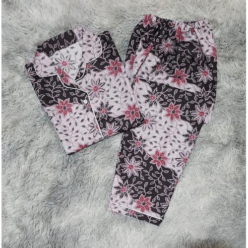 Promo Piyama Cewek Baju Tidur Batik Lengan Pendek Setelan Wanita ...