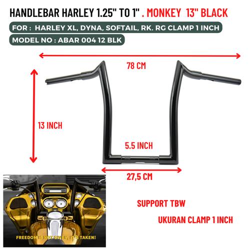 Jual STANG HANDLEBAR 1.25 INCH TO 1 INCH MONKEY 13 INCH BLACK CLAMP 1 ...