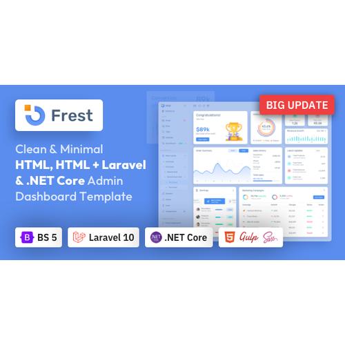 Jual Bootstrap 5 - Frest v5.0 Admin Dashboard Template (HTML, Laravel ... Jual Bootstrap 5 - Frest v5.0 Admin Dashboard Template (HTML, Laravel ...