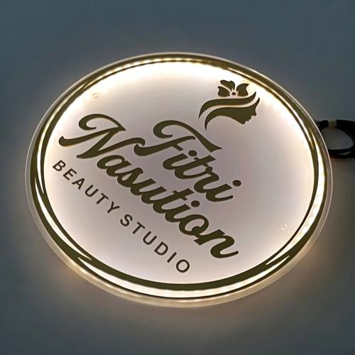 Jual Papan Nama Toko Satin Transparan Tulisan Acrylic Gold Timbul Lampu ...