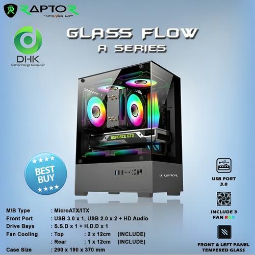 Jual CASING RAPTOR GLASS FLOW A SERIES INCLUDE 3 FAN RGB - Hitam ...