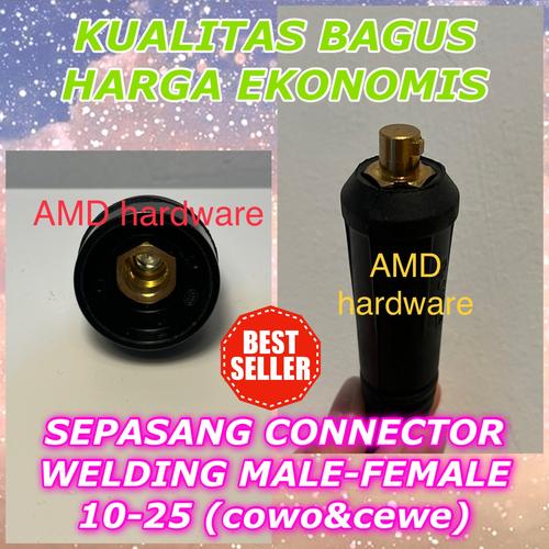 Jual CONNECTOR WELDING MALE FAMALE 10-25 ADAPTOR SAMBUNGAN KABEL LAS KE MESIN MMA120 MMA160 ...