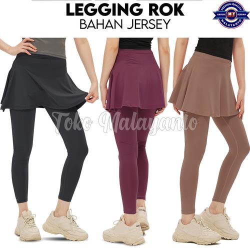 Jual Legging Rok Celana Olahraga Wanita 2in1 Sporty Lejing Senam Lari Gym - Hitam, XL=JUMBO ...
