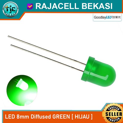 Jual LED 8mm Diffused Green Hijau 2P Body Diffused Cahaya Hijau High ...