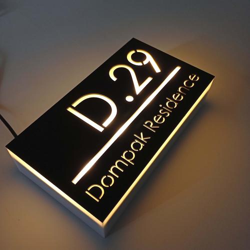 Jual Nomor Rumah Akrilik LED Neon Box Acrylic Tulisan Negatif Doff ...