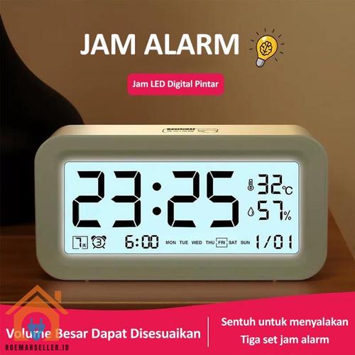 Jual Jam Alarm Pintar LED Backlight Kontrol Sentuh Tampilan Jam Tanggal ...