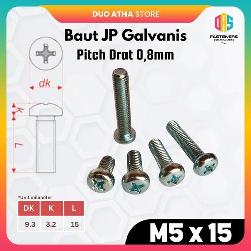 Jual M5x15 Baut JP Galvanis Baut JP M5 x 15 Pan Head Obeng Plus - Kab. Tangerang - Duo Atha ...