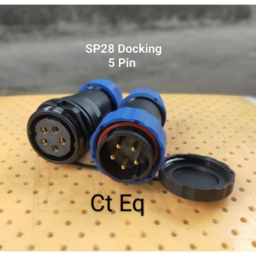 Jual SP28D 5 Pin Plug n Socket IP68 Docking Panel Mount konektor Steker ...
