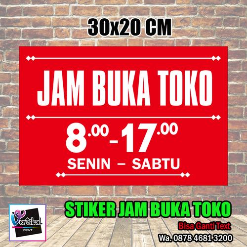 Jual Stiker Vinyl Jam Buka Open Hours Pintu Kaca Cafe Kantor Resto uk ...