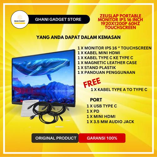Jual Monitor Portable 16 Inch IPS Touchscreen Layar Sentuh Portabel ...