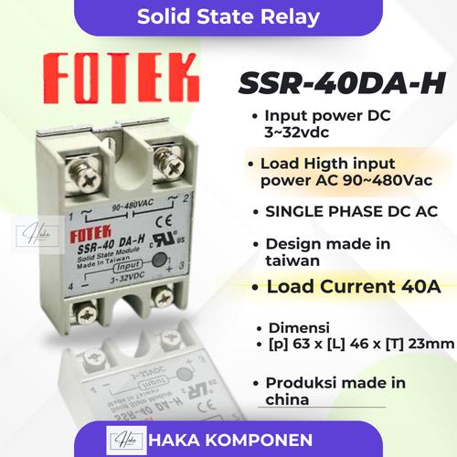 Jual SSR-40DA-H fotek solid state relay 1phase 40A higth voltage ac ...