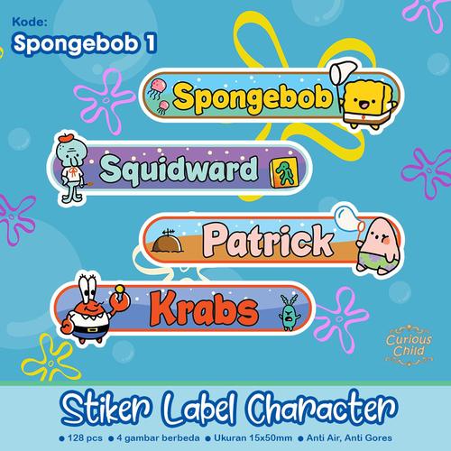 Jual Sticker nama waterproof - label character - spongebob - Spongebob ...