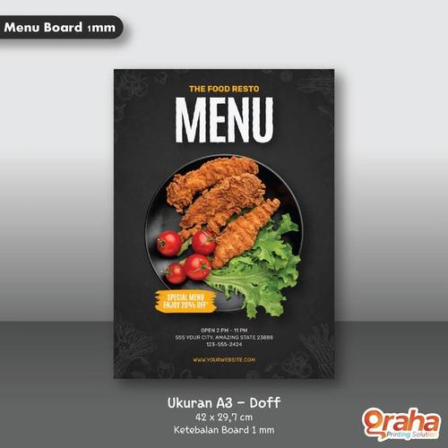 Jual Obral Cetak Daftar Menu Board / Papan Menu / Menu Resto A3 (Paket ...