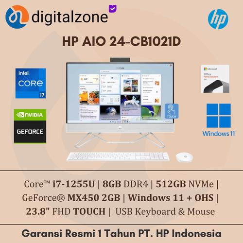 Promo PC HP AIO 24-cb1021d i7 1255U 16GB 512GB SSD MX450 2GB 23.8″ FHD Touch Win11 OHS White ...