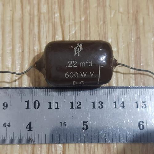 Jual F&T mica capacitor (kapasitor mika) 0.22 uf 600 V. ukuran pjg 4 cm ...