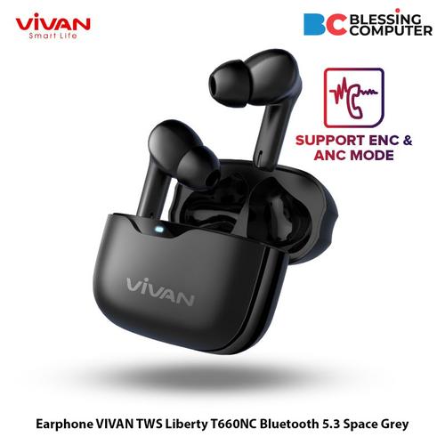 Jual Earphone VIVAN TWS Liberty T660NC Bluetooth 5.3 Space Grey - Kota ...