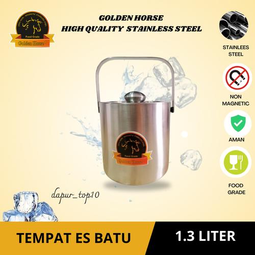 Jual Wadah Es Batu Ice Bucket Stainless Steel Beku Tahan Lama golden ...