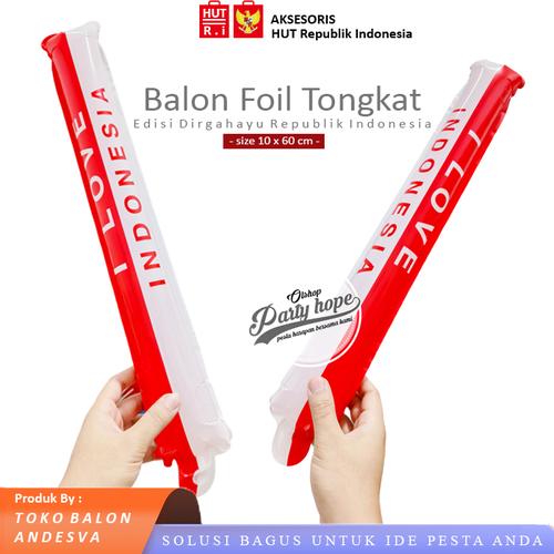 Jual balon tepuk supporter I Love Indonesia / balon supporter merah ...