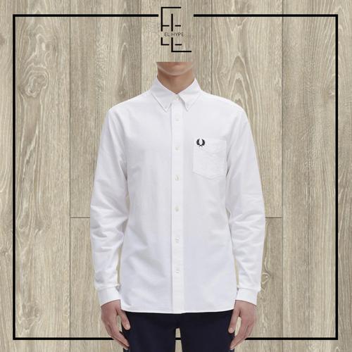 Promo Fred Perry Shirt Oxford Long Sleeve Black Logo White Original ...