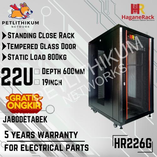 Jual CLOSE RACK HR226G 22U 600MM 19 INCH GLASS DOOR - RAK SERVER ...